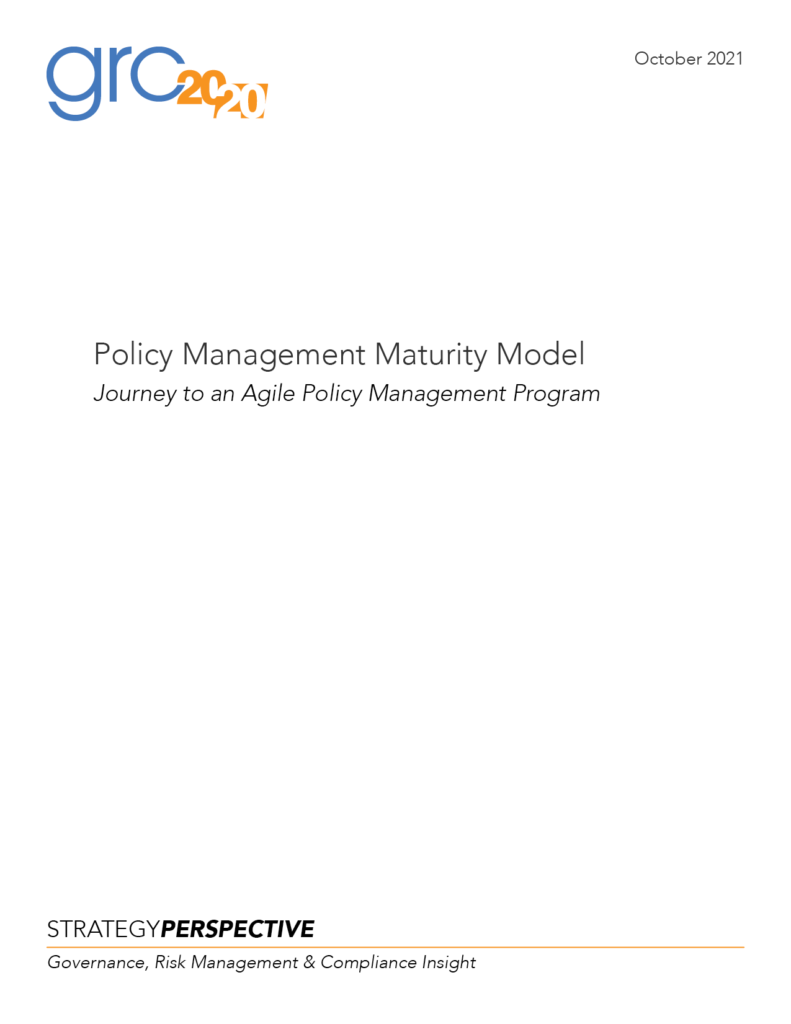 Policy Management Maturity Model | GRC 20/20 Research, LLC